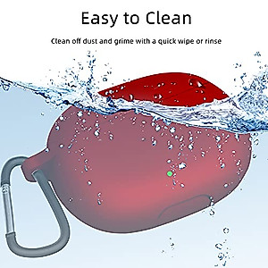Silicone Case Compatible with Beats Studio Buds Case with Key Ring, Protective Cover for Studio Buds Cover with Keychain Front LED Visible Shockproof - Not Include Earbuds (Red)