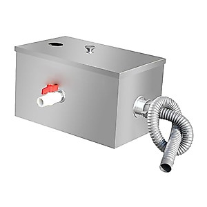 FLCPJGV Stainless Steel Grease Trap, Commercial Grease Trap for Cafe, Kitchen Restaurant, 40x25x25cm