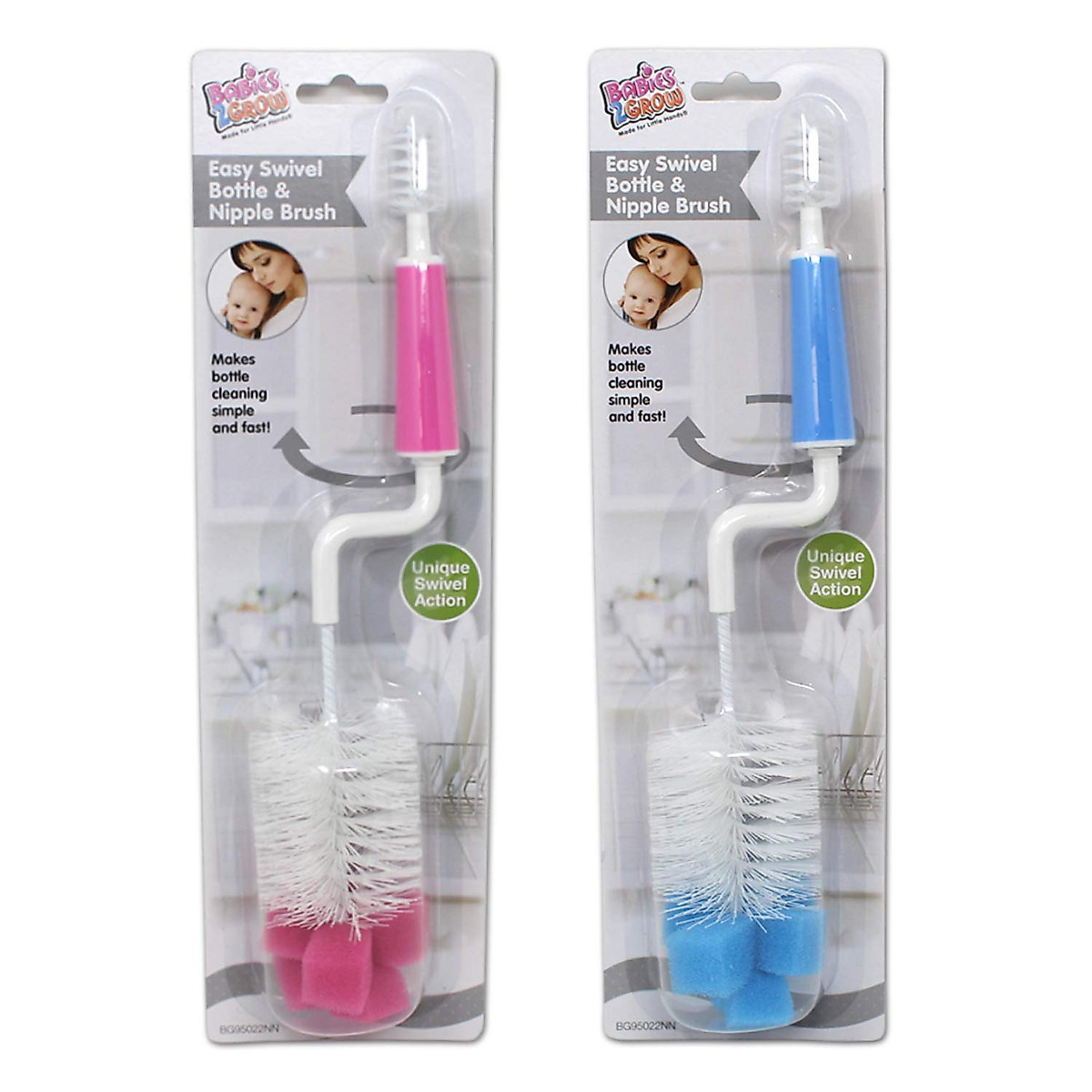 Easy Swivel Bottle and Nipple Brush for Baby Bottles | Makes Cleaning Easy (3 Pack)