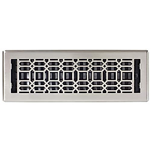 Decor Grates NGH414-NKL New Gothic Floor Register, 4 x 14 Inches, Plated Nickel