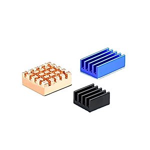 Waveshare Colorful Heat Sink Set Suitable for Raspberry Pi 4B/3B+ 2X Aluminum + 1x Copper with Gum