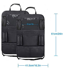 Car Backseat Organizer Kick Mat, Car Seat Back Protectors with Touch Screen Tablet Holder + 9 Storage Pockets Back seat Organizer for Kids