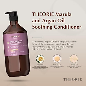 Theorie Marula and Argan Oil Soothing Conditioner - Rejuvenate & Moisturize - Suited for Over-Processed & Distressed Hair - Protects Color and Keratin Treated Hair, Pump Bottle 800mL