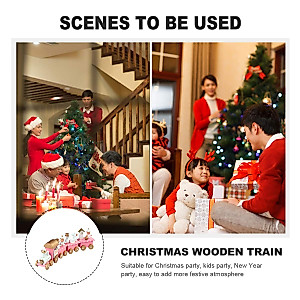NUOBESTY Christmas Wooden Trains Christmas Decorations 4 Sections of Christmas Train Children's Holiday Birthday, Mini