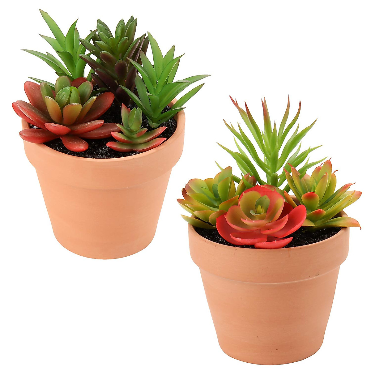 Briful Small Succulents Artificial 2 Pcs Fake Succulent Plants Faux Succulents in Pots Assorted Succulent Arrangements for Home Office Bathroom Room Shelf Rustic Farmhouse Windowsill Decor