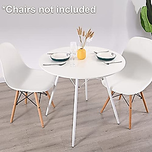 RokiaTek Round Dining Table Dia 31.5" Wood Top Metal Legs Simple Modern Leisure Table for Kitchen Dining Room Cafe Office Conference Coffee Room 2 to 4 People, White