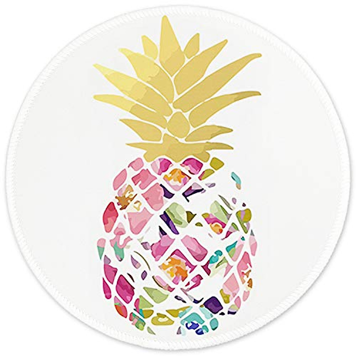 ITNRSIIET Mouse Pad with Design, Small Custom Mouse Mat for Women and Girls, Enhanced Thickness, Dual Stitched Edges, Ultra Soft, Cute Round Mousepad for Computer Office Gaming Laptop Mac, Pineapple
