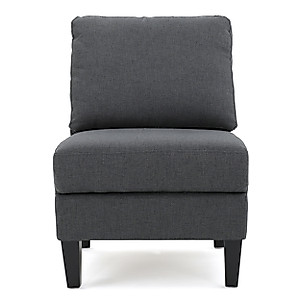 GDF Studio Bridger Oxford Grey Fabric Sectional Couch with Ottoman