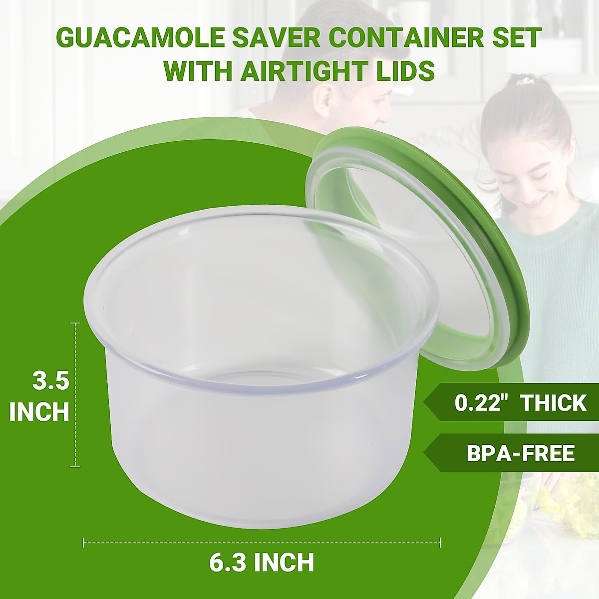 3Pack Guacamole Saver Containers, Wholly Guacamole Pro Keeper for Fridge, Avocado Dip Airtight Bowls, for Spice, Fruit and Vegetable, Marinade, Berry Mix, Seasoning, Prepworks Progressive Storage Box