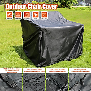 Likorlove Patio Chair Covers for Outdoor Furniture Waterproof, 40" W×40" D×36" H Windproof Lawn Chair Covers 600D Heavy Duty Oxford Cloth, Large Covers for Lounge Lawn Deep Seat, Black (2 Pack)