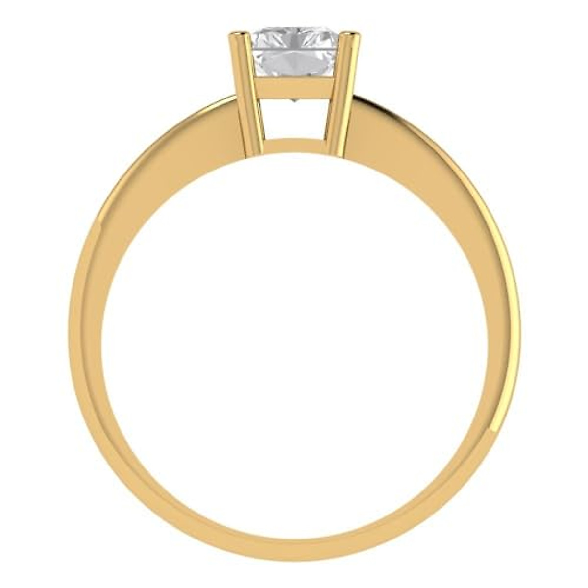 Clara Pucci 1.0 ct Radiant Cut Solitaire Moissanite Engagement Wedding Bridal Promise Anniversary Ring 18K Yellow Gold Size 3.5