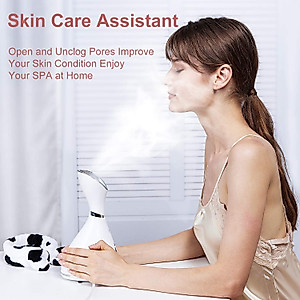 GETANYE Nano Ionic Face Steamer - 10X Penetration for Facial, Unclogs Pores, Moisturizing Spa Humidifier with Free Blackhead Remover Kit, Hair Band, Face Brush