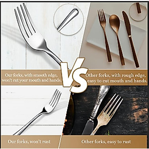 Jeffbaubl 24 PCS Dinner Forks, Stainless Steel Forks Silverware, Food Grade Table Forks, Silverware Forks Use for Home Kitchen Restaurant, Mirror Finish & Dishwasher Safe,8 Inch