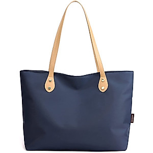 Large Tote Bag for Women, Waterproof Nylon Tote Bag, Lightweight Handbags Shoulder Bags,Work,Shopping Daily Use (Navy)