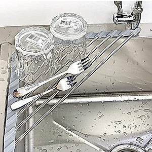 Sink Sponge Holder, Multipurpose Roll up Drying Rack for Sink Corner-Gray