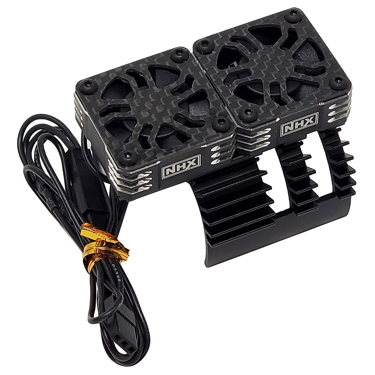 NHX 1/8 Twin Cyclone Alum HV Cooling Fans w/Cover 28000 RPM Motor Heatsink Black