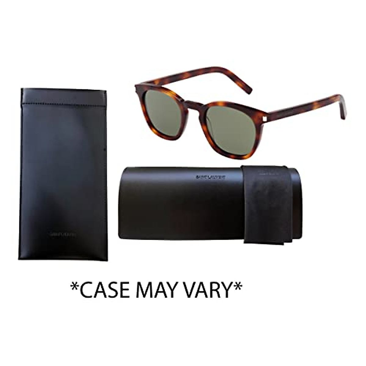 Saint Laurent SL28 003 49MM Havana / Green Square Sunglasses for Men for Women + FREE Complimentary Eyewear Kit, 49