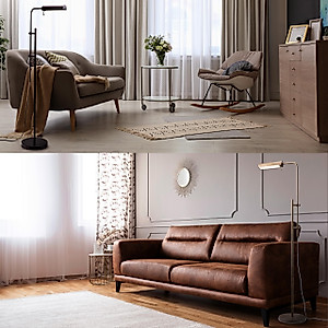 O'Bright Cedric Adjustable Pharmacy Floor Lamp - Industrial Design for Reading, Crafting, Work - 10W LED, Height 45-61 inches - Ideal for Living Room, Bedside, Office - Antique Brass