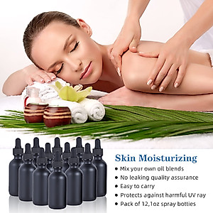 YONKAN 1 oz Dropper Bottle 12 Pack Black Glass Boston Bottles 30ml with Eye Droppers Black Caps for Essential Oils, Perfume, Leak Proof Travel Bottles for Liquids