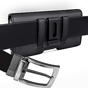 PiTau Holster for iPhone SE, iPhone 8, 7, 6s, 6, Premium Cell Phone Belt Holder Case with Belt Clip Loops ID Card Storage Carrying Pouch Cover (Fits Apple Phone with Otterbox Commuter Case on) Black