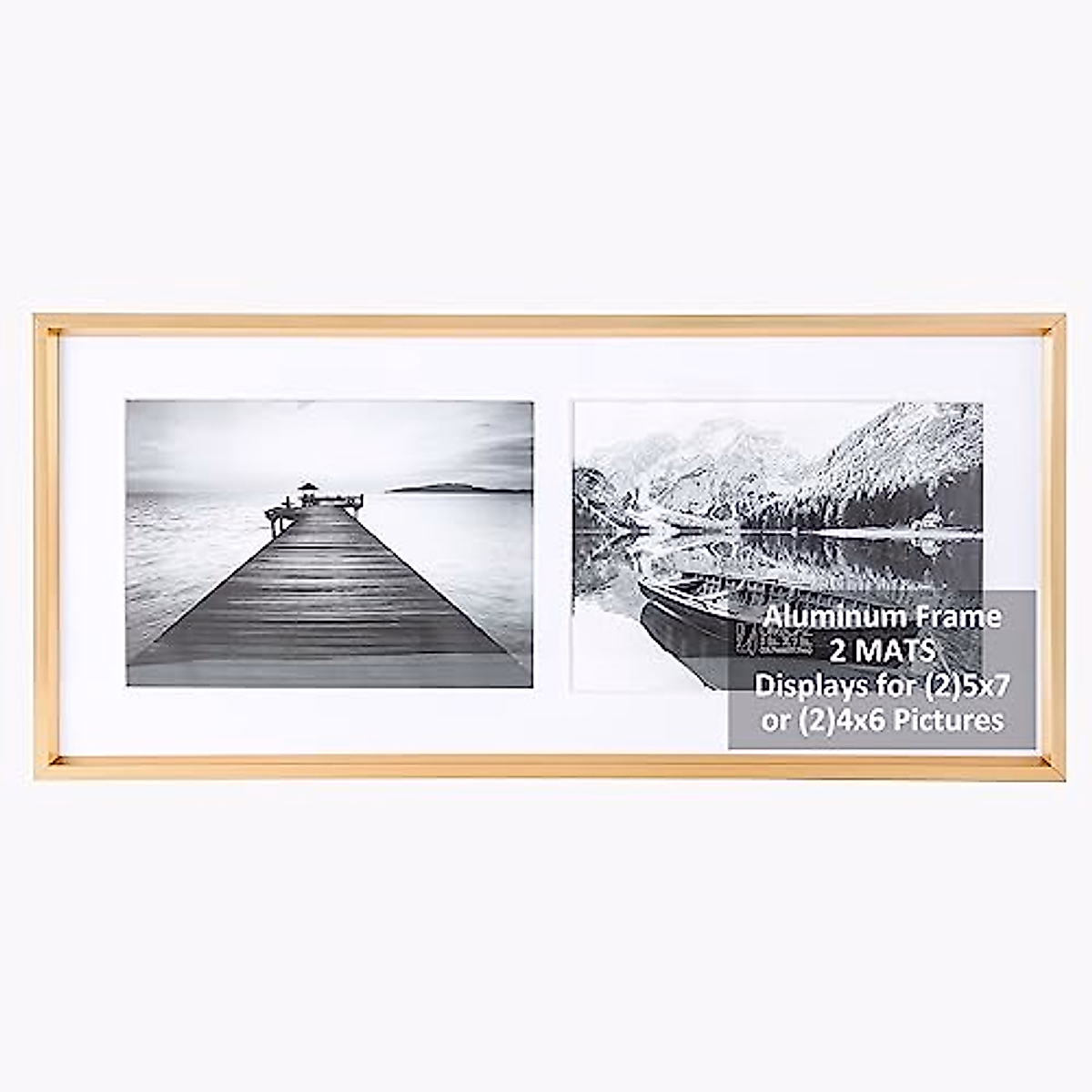 UMICAL 5x7 Picture Frame bundle with 5x7 Aluminum Picture Frame with 2 Mats and HD Plexiglass Metal Molding Photo Frames