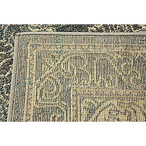 Unique Loom Aurora Collection Over-Dyed, Abstract, Botanical Southwestern, Transitional Area Rug, 2 ft x 3 ft, Gray/Ivory