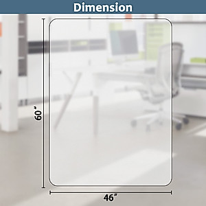 Naturei Clear Chair Mat for Hard Floors, 60'' x 46'' Transparent Office Mats, Heavy Duty Floor Protector Mat for Office & Home - Rectangle