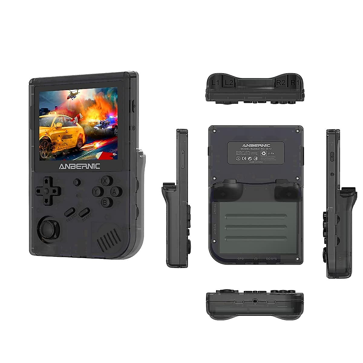 YBEST RG351V 3.5-inch Handheld Game Console, YIFAN HD IPS Screen Retro Portable Console Built-in 128G TF Card with 10000 Games, Black