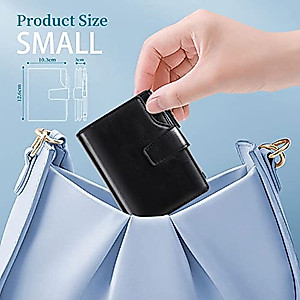 GSG Small Womens Wallet Leather Credit Card Holder, RFID Blocking Bifold Ladies Pocket Wallet with Zipper Coin Pocket, Black
