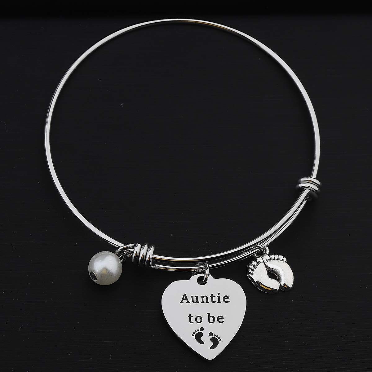 FOTAP Auntie Gift Auntie to be Bracelet Expandable Wire Bangle Funny Auntie Gift Best Sisters Get Promoted to Auntie Gift Auntie Bracelet