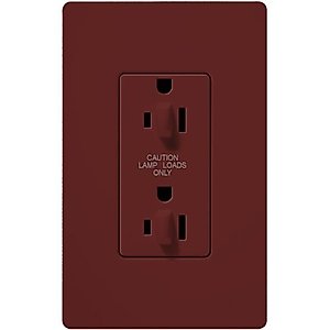 Lutron SCR-15-DDTR-MR Satin Colors 15-Amp Dual Dimmable Tamper Resistant Receptacle, Merlot