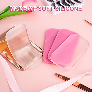4 Pieces Silicone Lash Pad Rectangle Silicone Eyelash Extension Pad Loose False Lashes Holder Lash Grafting Gasket Pallet Reusable Silicone Pad Eyelash for Women and Lash Extension Supplies Tools