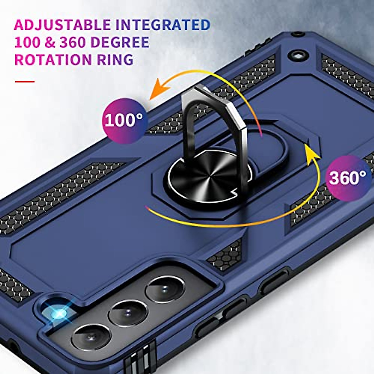 Vaki for Samsung Galaxy S22 5G Case with Built in Screen Protector Military Grade Hard Rugged Cover Heavy Duty Armor Galaxy S22 Phone Cases with Metal Ring Kickstand Shockproof Blue