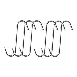 Astra Gourmet 7.5" Meat Hooks S-Hook Stainless Steel Meat Processing Butcher Hook Pot Racks S Hook Meat Hangers for Bacon Sausage Smokers - 6 Pack
