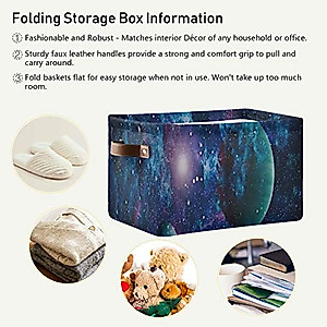 AUUXVA Nebula Galaxy Planet Storage Basket Collapsible Cloth Storage Cube Basket Bins Organizer with Handles Rectangular Large Toys Shelf Closet for Nursery Bedroom Home Office