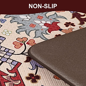 ASPMIZ Kitchen Mats Cushioned Anti Fatigue 2 Piece Set Boho, Washable Kitchen Rugs Non Slip Farmhouse, Bohemian Kitchen Floor Mats for in Front of Sink Waterproof, 17'' x 47'' + 17'' x 30'', Red