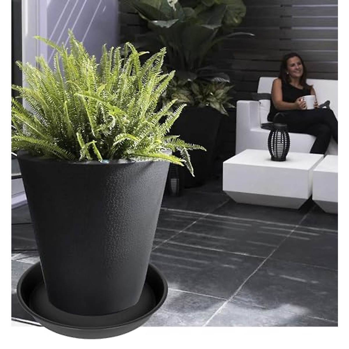 Angde 6 Pack of Plant Saucer 4 5 6 8 10 12 14 16 18 20 Inch Round, Plant Drip Trays for Pots, Plant Drip Tray, Flower Plant Pot Saucers, Pot Saucer 4", Plant Saucers for Indoors (5", Black)