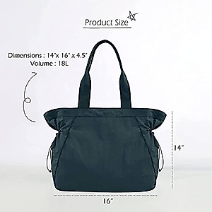 18L Side-Cinch Shopper Bags Lightweight Shoulder Bag Tote Handbag for Shopping Workout Beach Travel