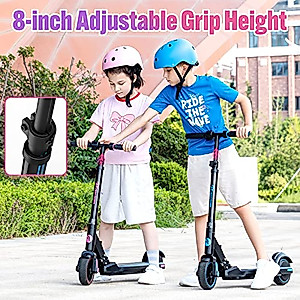 EVERCROSS EV06C Electric Scooter, Foldable Electric Scooter for Kids Ages 6-12, Up to 10 MPH & 5 Miles, LED Display, Colorful LED Lights, Lightweight Kids Electric Scooter (Black Blue)…