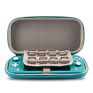 FUNLAB Carrying Case and Screen Protector for Nintendo Switch Lite,Portable Hard Shell Travel Storage Bag with 8 Game Cards Cartridges - Turquoise