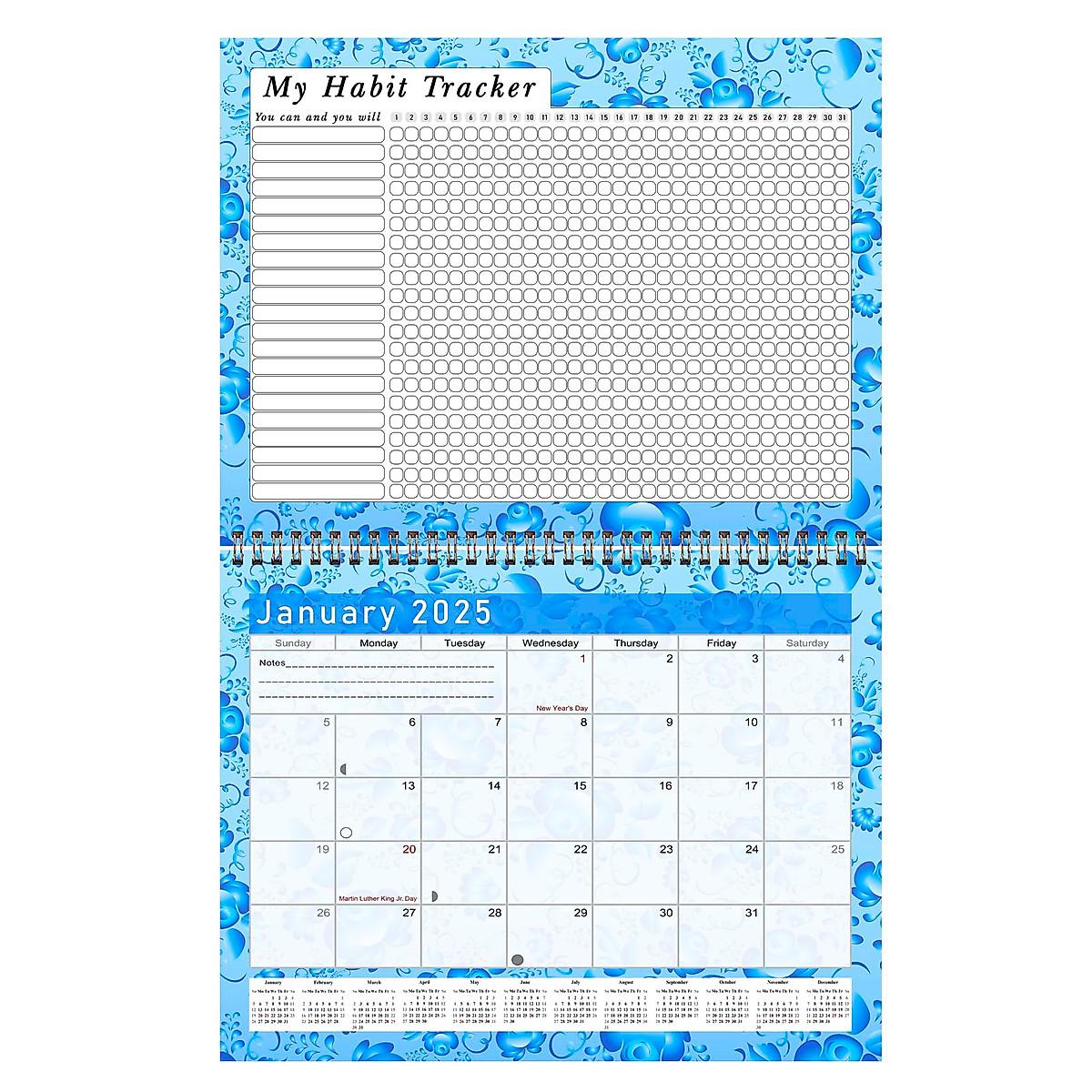 2025 Monthly Desktop/Wall Calendar/Planner - Habit Tracker - Daily, Weekly & Monthly Goal Motivational Habit Tracking Journal Inspirational - (Edition #019)