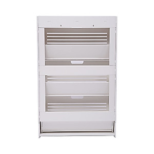 DreamRcoach 3-Layer Shoe Storage Cabinet, Tipping Shoe Cabinet, Freestanding Shoes Rack, Bamboo Shoes Shelf Rack for Hallway, Bedroom, Apartment, 19.29 x 6.69 x 42.91inch, White