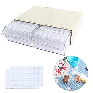 Huacan Diamond Painting Storage Containers 2 Pack Stackable Craft 70 Slots Bead Organizers for Diamond Painting Kits