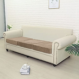 Jonuiony Wear-Resistant Universal Sofa Cover, Stretch Velvet Separate Couch Cushion Slipcovers, L Shape Sofa Chaise Covers for Both Left/Right Sectional Couch Protector(Camel,Back Cover)