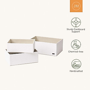 LA JOLIE MUSE Recycled Woven Paper Storage Baskets Set 3 - Stackable Paper Rope Storage Baskets for Organizing Container Bins for Shelves Cupboards Drawer, Small Woven Basket with Liner (White)