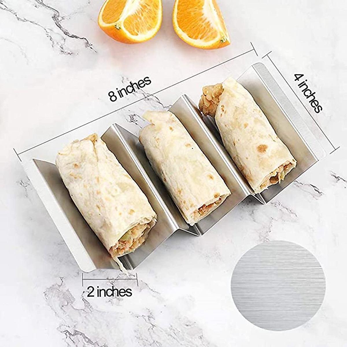 Taco Holder Stand - Set of 3 - Grill Safe Oven Trays 304 Stainless Steel Taco Racks with Handles - Fill & Serve Tacos With Ease - Taco Plate