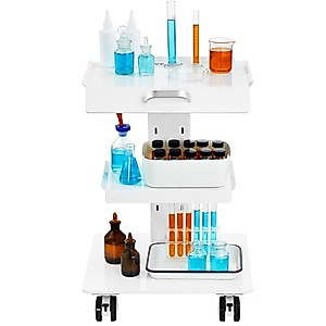 VEVOR Medical Cart,3-Layer Lab Cart 70.5 LBS Load Capacity,Heavy Duty Esthetician Cart with 4 PE Wheels for Lab, Hospital, Dental Office, Salon and More