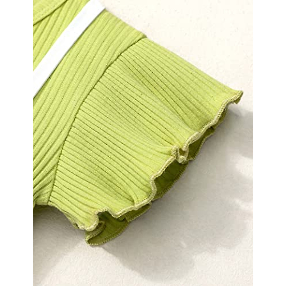 TyeSmo Baby Girl Dresses 9-12 Months Baby Girl Clothes Ruffle Short Sleeve Onesie Outfit Suspenders Baby Girl Romper Dresses for Baby Girls Summer Avocado Green