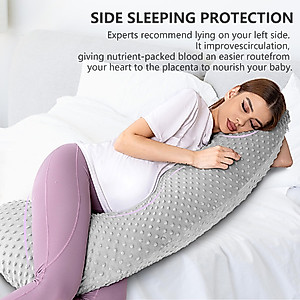 Lightweight Pregnancy Pillow Soft Maternity Full Body Pillow, Long J-Shaped Pillow for Sleeping on The Side, Breathable Bean-Shaped Cover