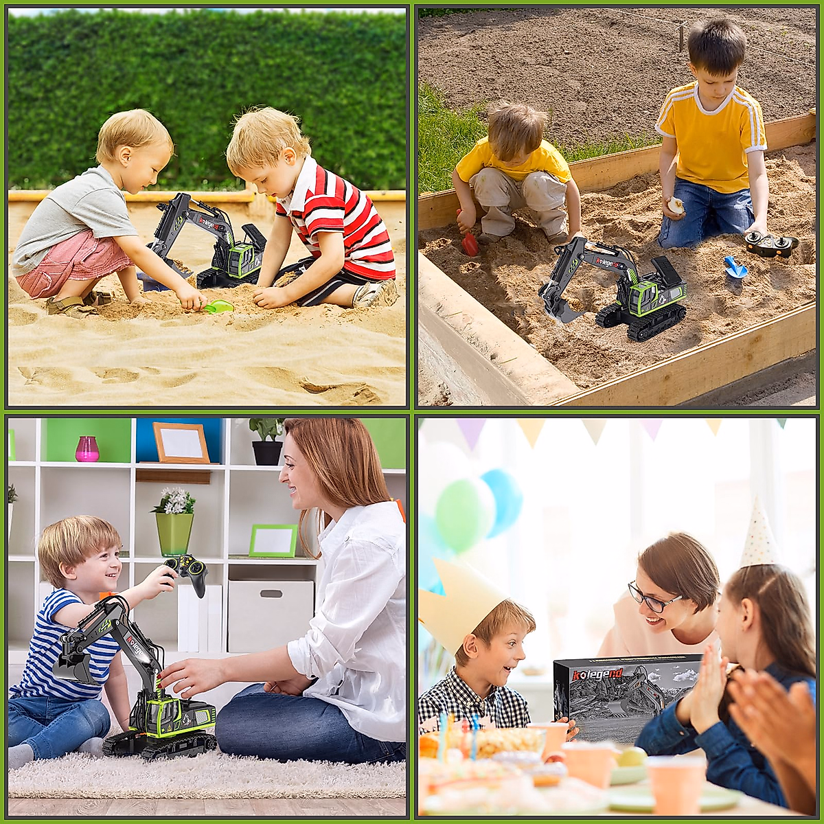 kolegend Remote Control Excavator Toy 16 Inch, 11 Channel RC Construction Vehicles Hydraulic Haulers Digger Toys Gift for 6 7 8 9 10 Years Old Kids Boys